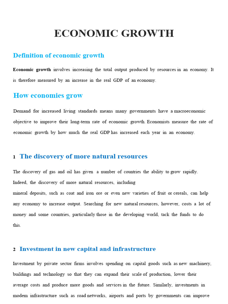 Economic Growth: Definition and Drivers | PDF | Finance & Money ...