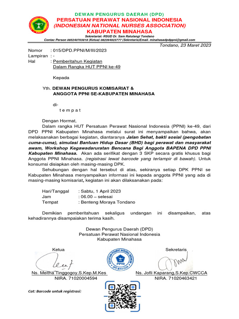 SURAT PEMBERITAHUAN KE DPK-1 | PDF