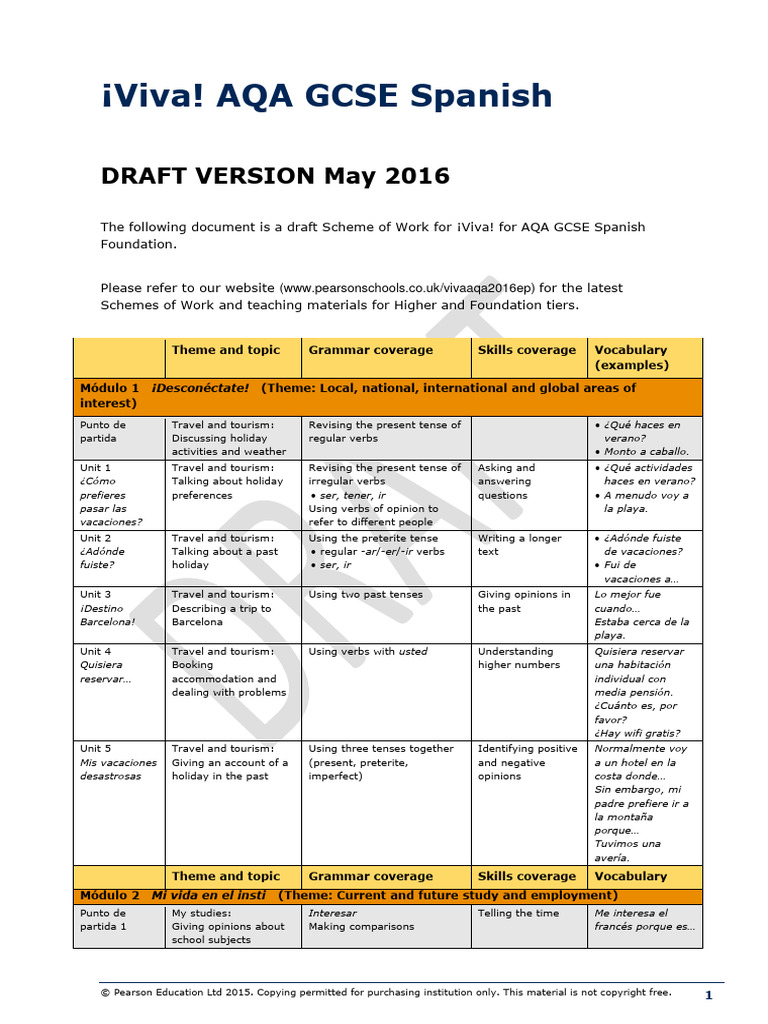 Viva! AQA GCSE Spanish | PDF
