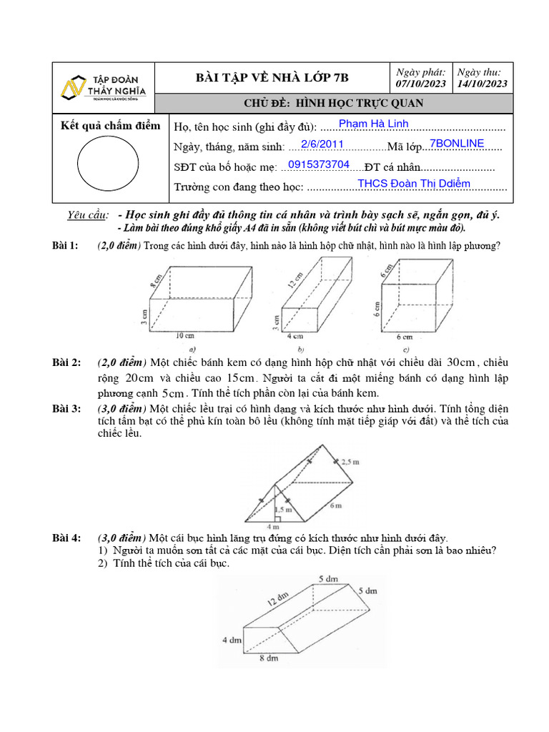 13.1. BT7B (07.10.2023) Hinh Hoc Truc Quan | PDF
