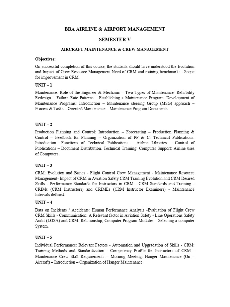 Aircraft Maintenance & Crew Management (1) | PDF