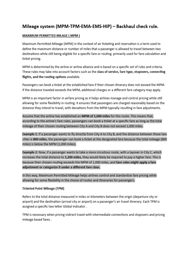 Maximum Permitted Milage | PDF