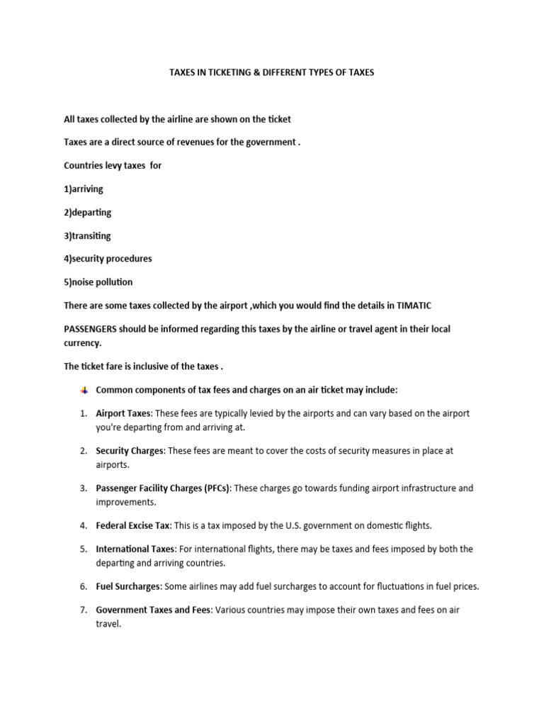 Taxes in Ticketing | PDF