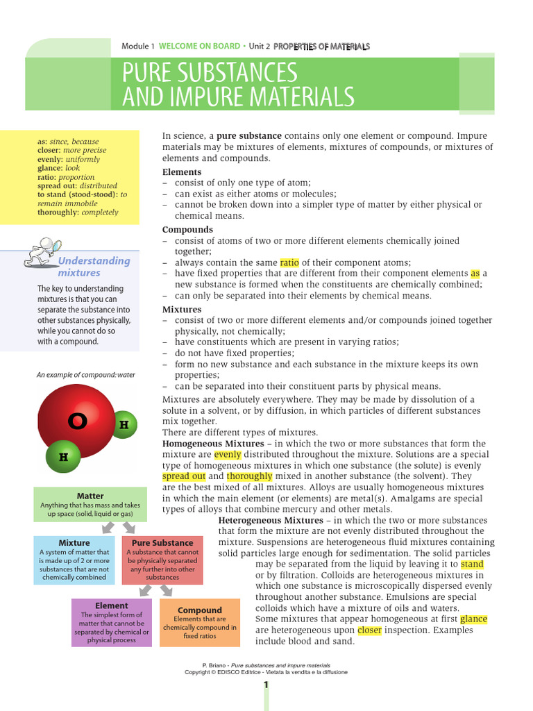 Pure Substances and Impure Materials | PDF | Mixture | Chemical Substances