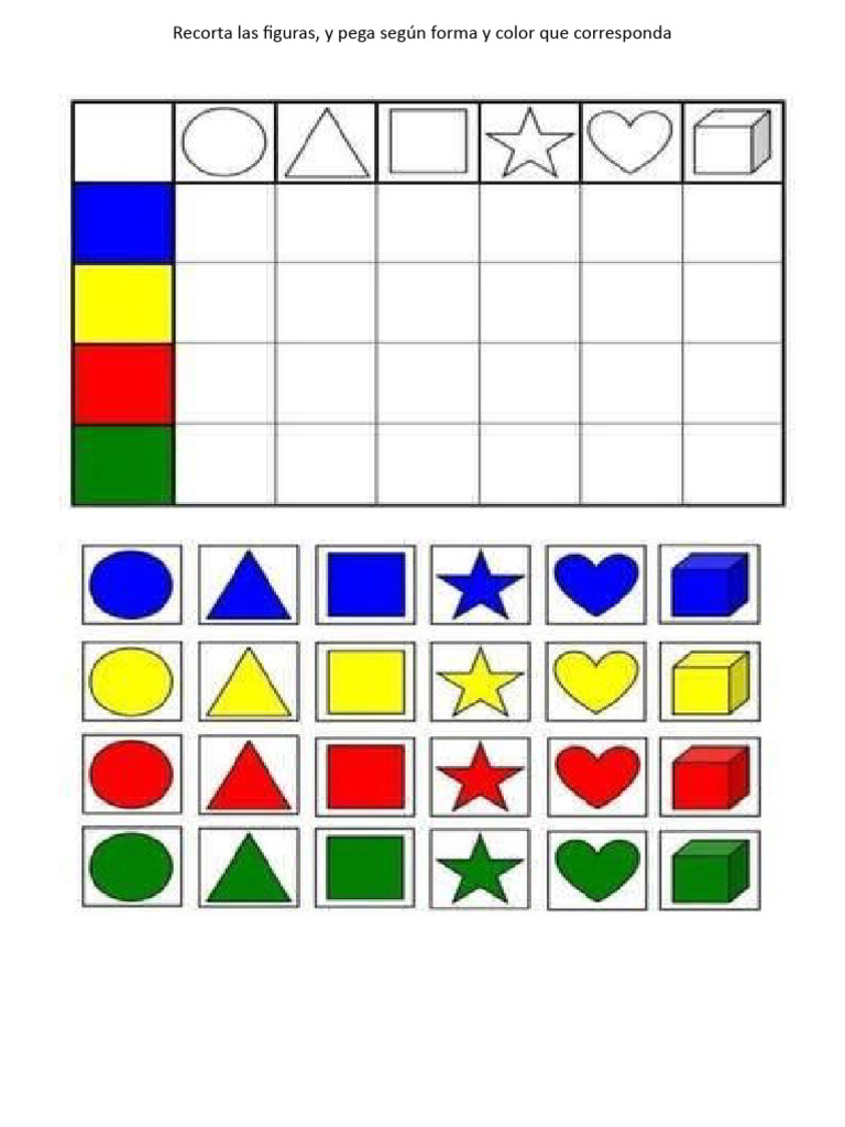 Recorta y pega figuras por color y forma | PDF
