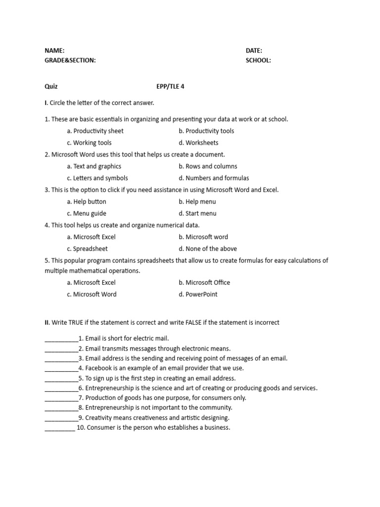 Epp Quiz 45 | PDF | Microsoft Excel | Spreadsheet