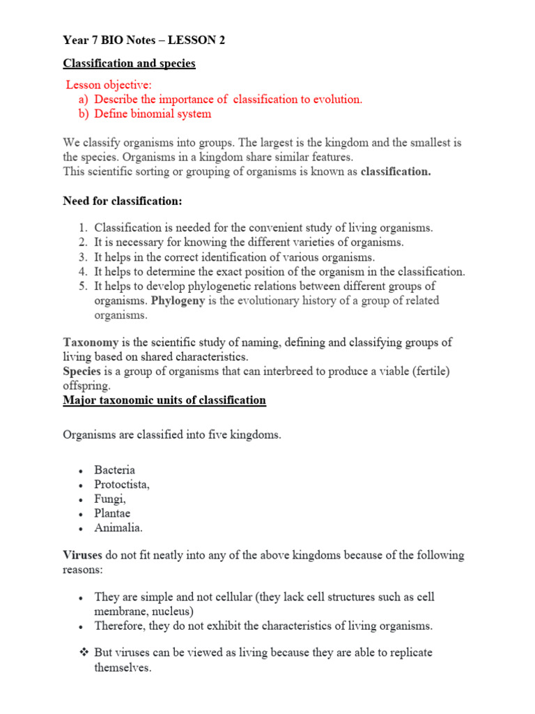 Importance of Classification in Biology | PDF | Taxonomy (Biology) | Genus