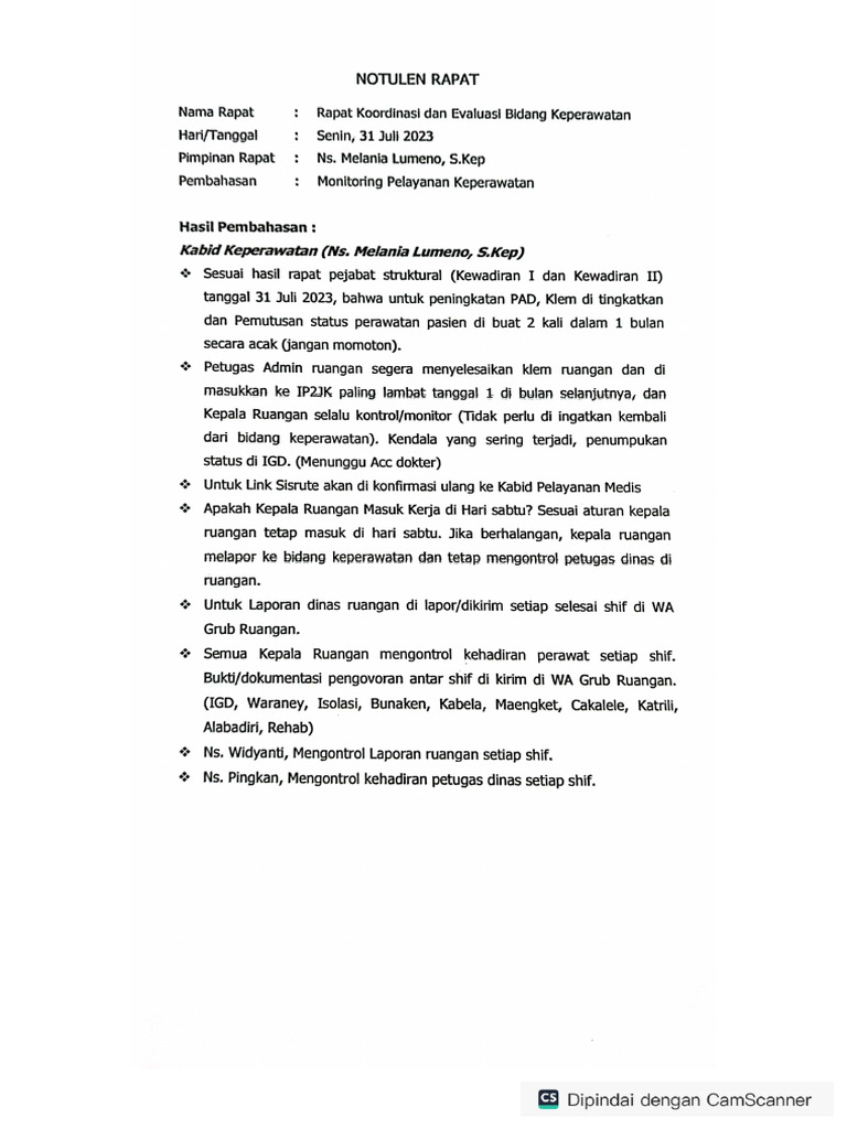 NotulenRapat 310723 | PDF