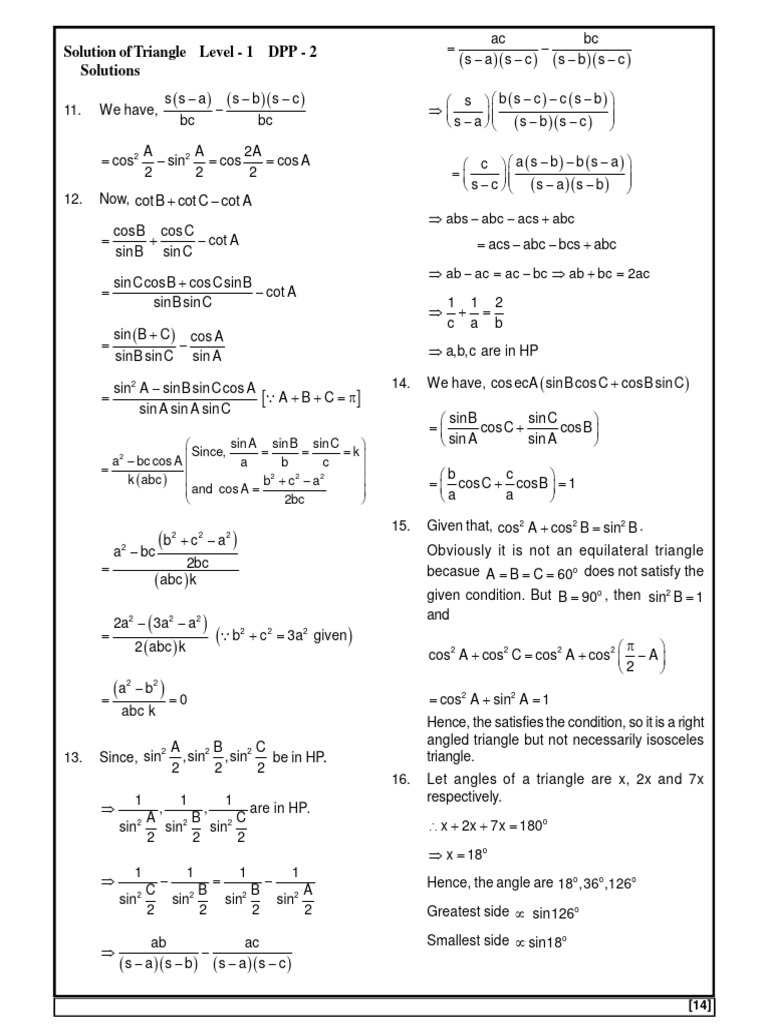 Solution of Triangle Level - 1 DPP - 2 Solutions | PDF