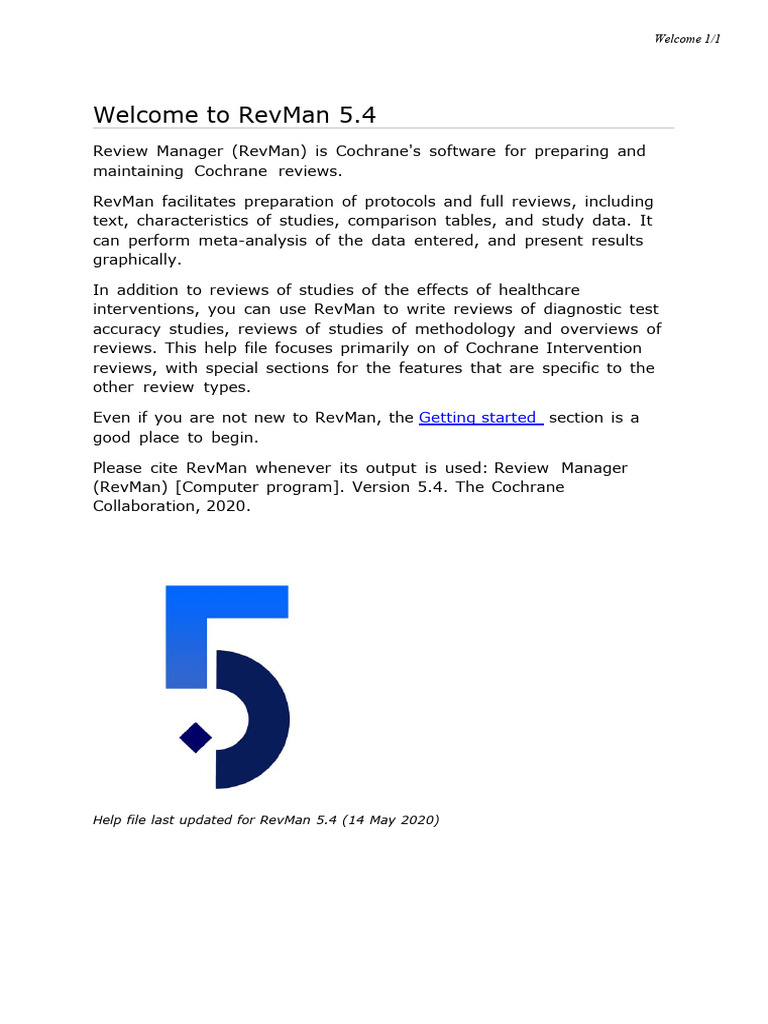 RevMan 5.4 Guide for Cochrane Reviewers | PDF | Computers