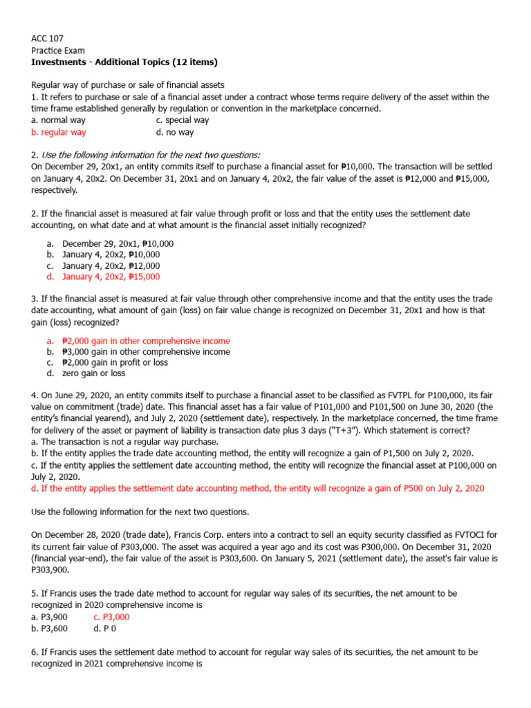 ACC 107 Practice Exam | PDF | Derivative (Finance) | Futures Contract