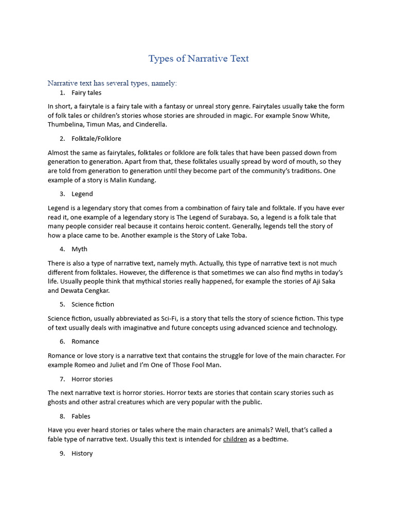 Narrative Teks | Download Free PDF | Fairy Tales | Legends