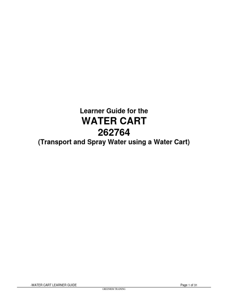 Water Cart Learner Guide | PDF