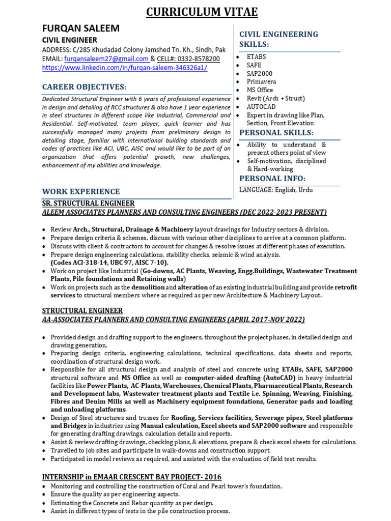 Furqan Saleem CV FINAL.3-8-3 | PDF | Engineering | Sewage Treatment