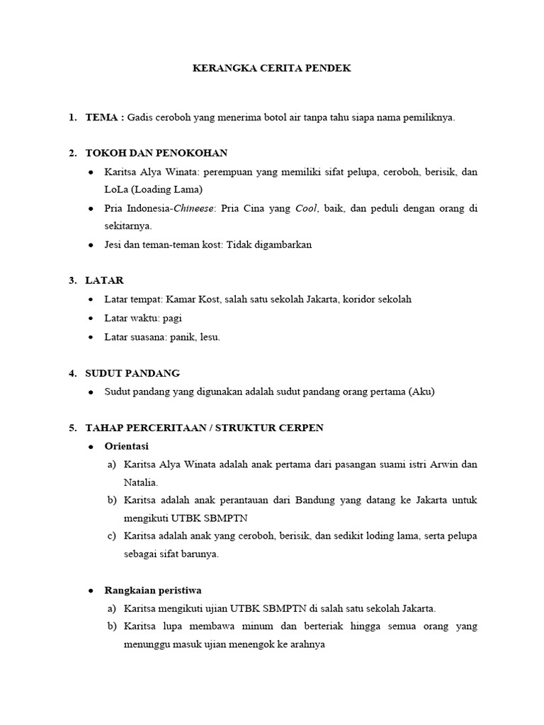 KERANGKA CERITA PENDEK | PDF