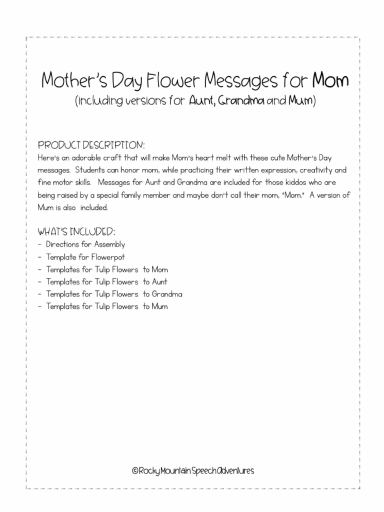 2021 Mothers Day Flower Craft Activity 2021 | PDF