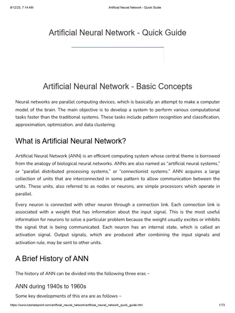 Artificial Neural Network - Quick Guide | PDF
