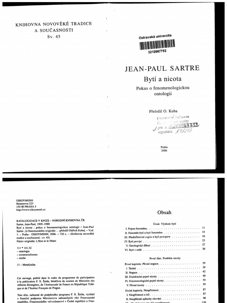 Jean-Paul Sartre - Bytí A Nicota | PDF