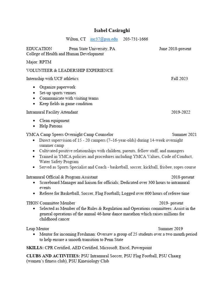 Isabel Casiraghi Resume | PDF