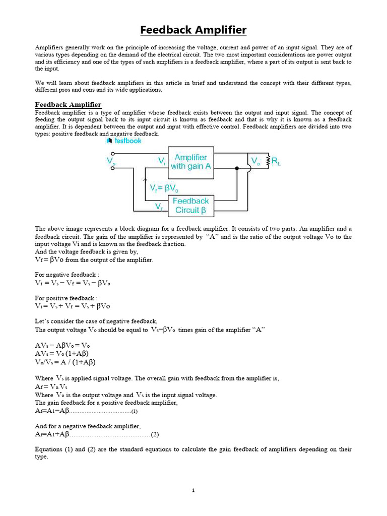 Feedback Amplifier | PDF | Amplifier | Feedback