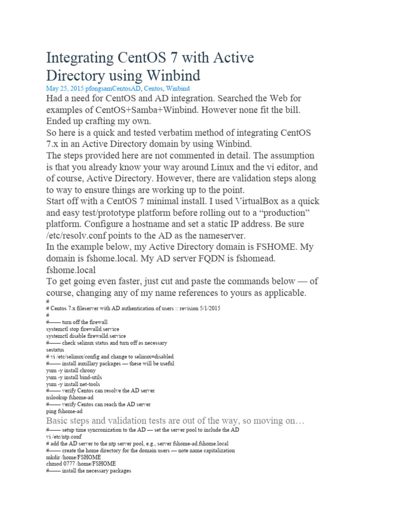 Integrating CentOS 7 With Active | PDF | Active Directory | User ... Integrating CentOS 7 With Active | PDF | Active Directory | User ...