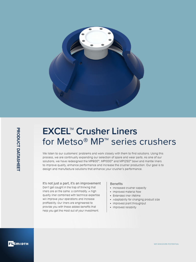 EXCEL Crusher Liners For Metso MP Cone Crusher - Product Datasheet ...