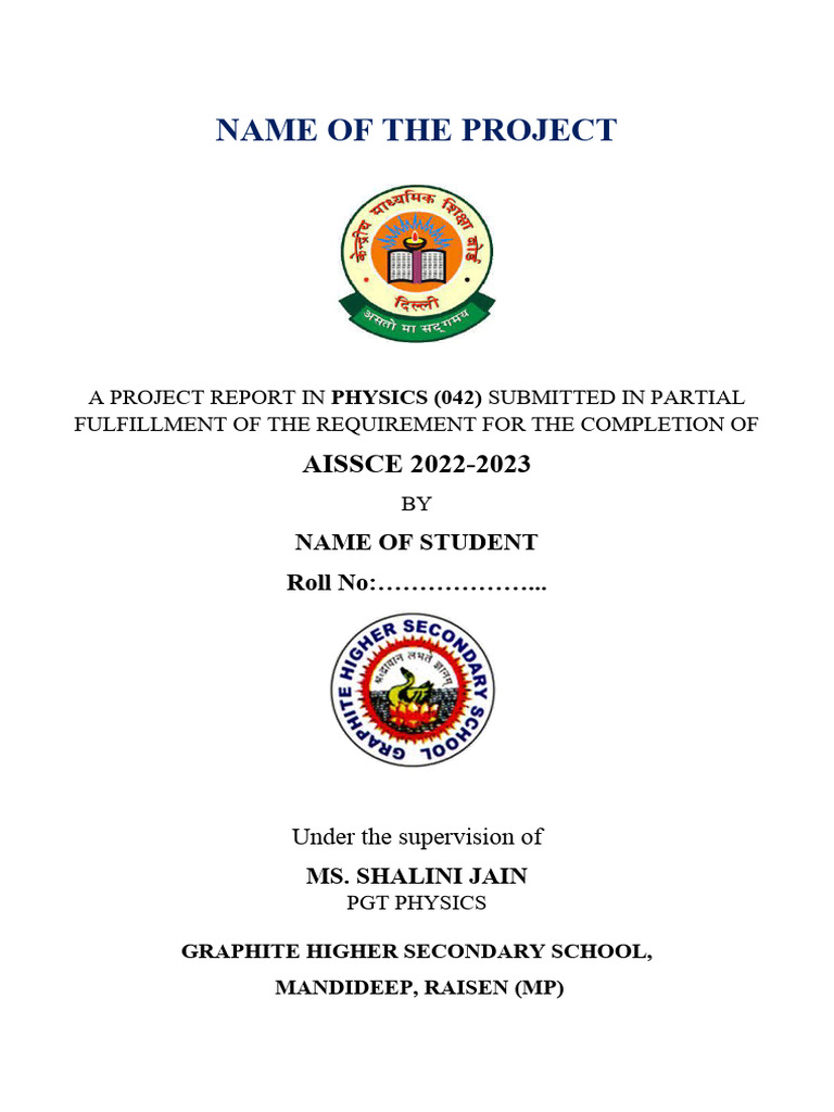 1,2,3 Investigatory Project Front Pages | PDF