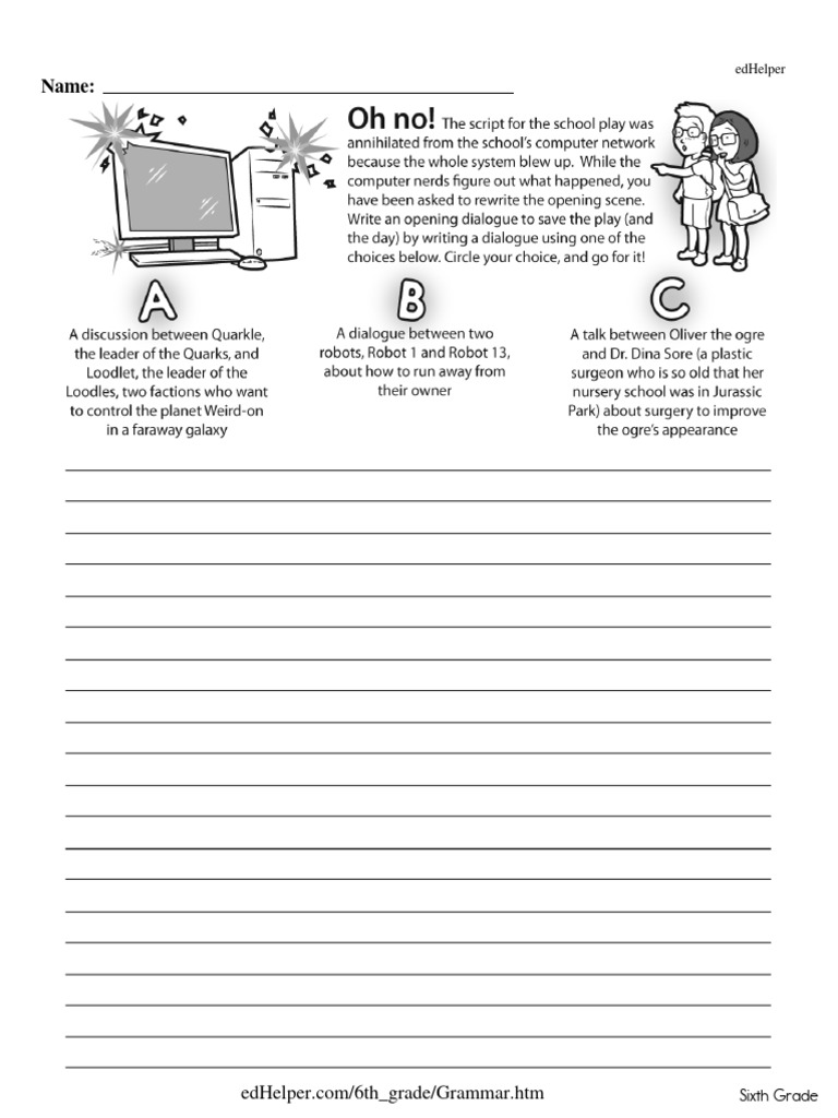 6th Grade Language Arts Worksheets | PDF