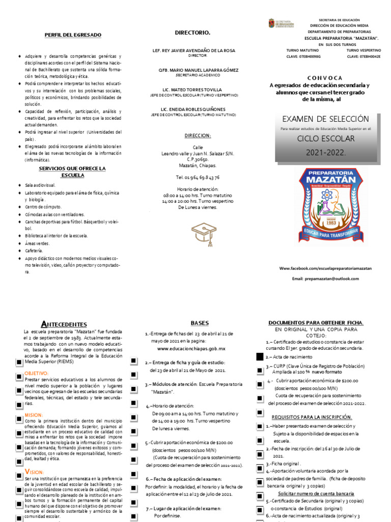 Triptico Nuevo 2021-2022 | PDF | Educación Secundaria