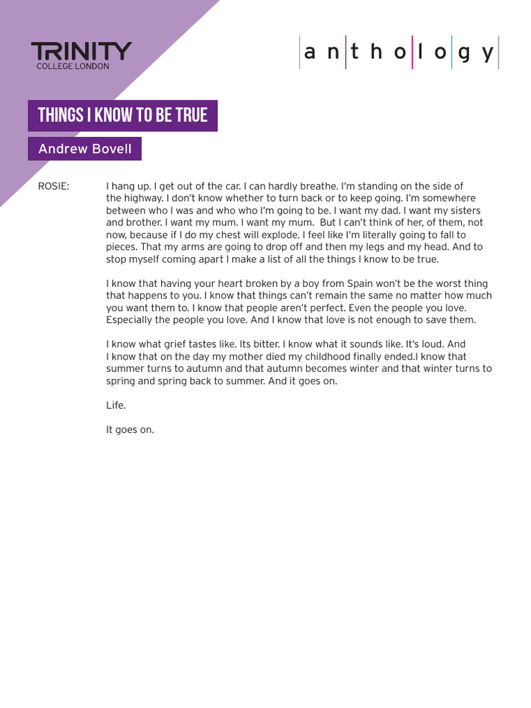 InPlay The Things I Know To Be True | PDF