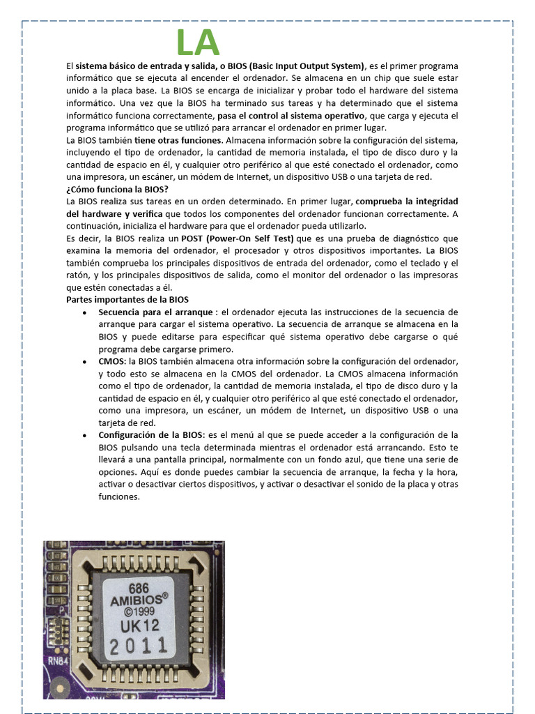 La Bios | PDF | Bios | Arranque