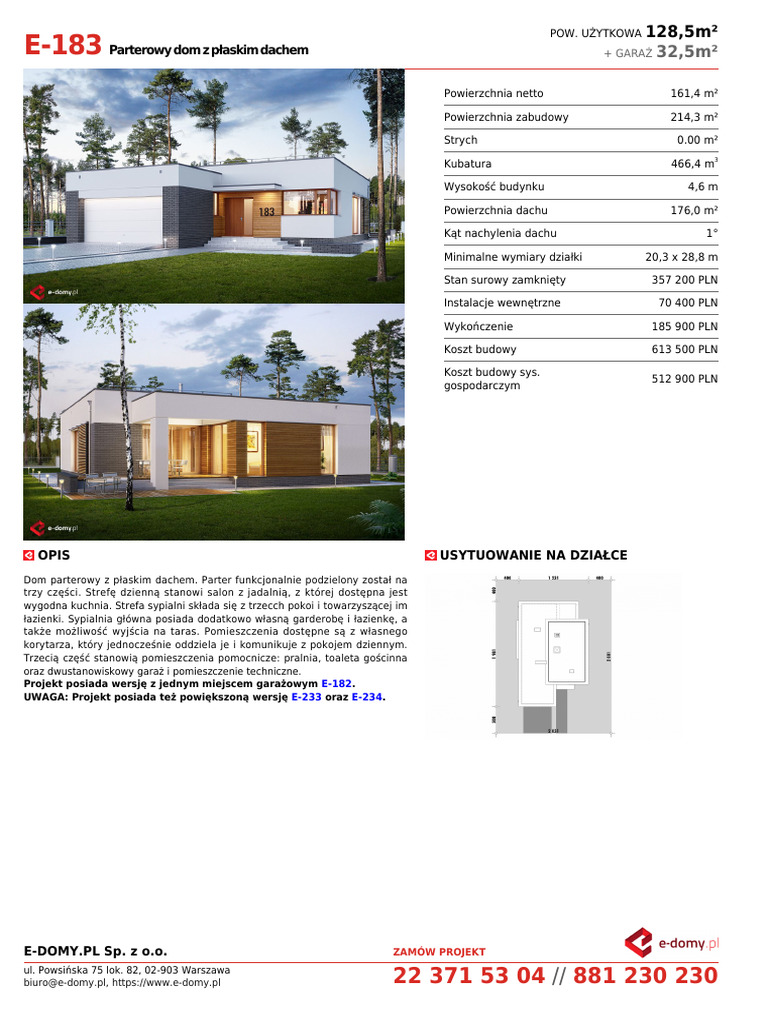 Projekt Domu e 183 Parterowy Dom Z Plaskim Dachem - Https - Www.e Domy ...