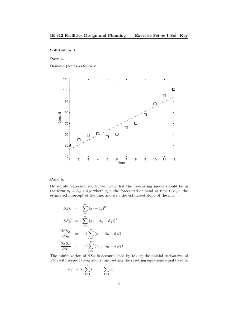Exercise Set 1 Solution Key Pdf Regression Analysis Errors And