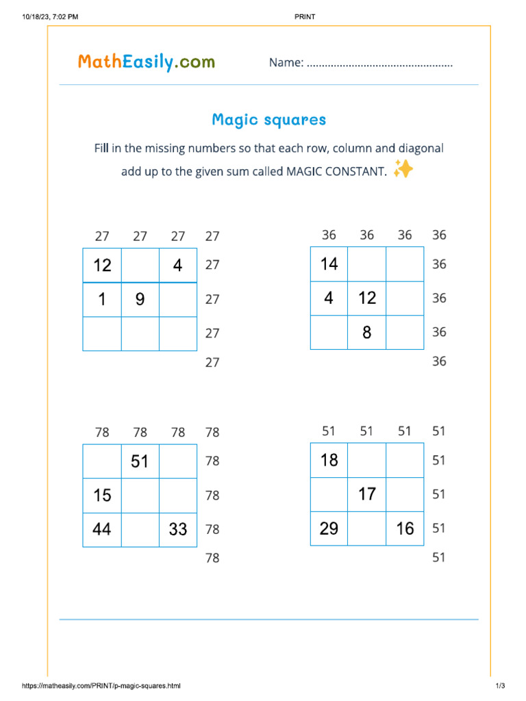 Magic Squares | PDF