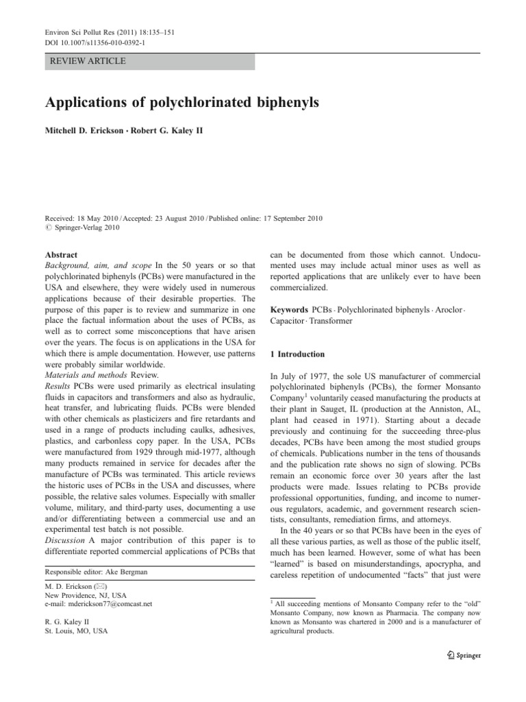 Applications of Polychlorinated Biphenyls | PDF | Polychlorinated Biphenyl | Capacitor