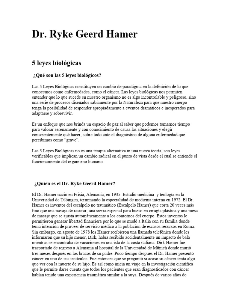DR Ryke Geerd Hamer | PDF | Estrés (biología) | Cáncer