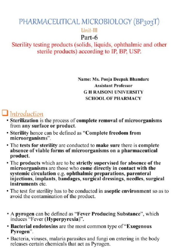 Sterility Testing | PDF