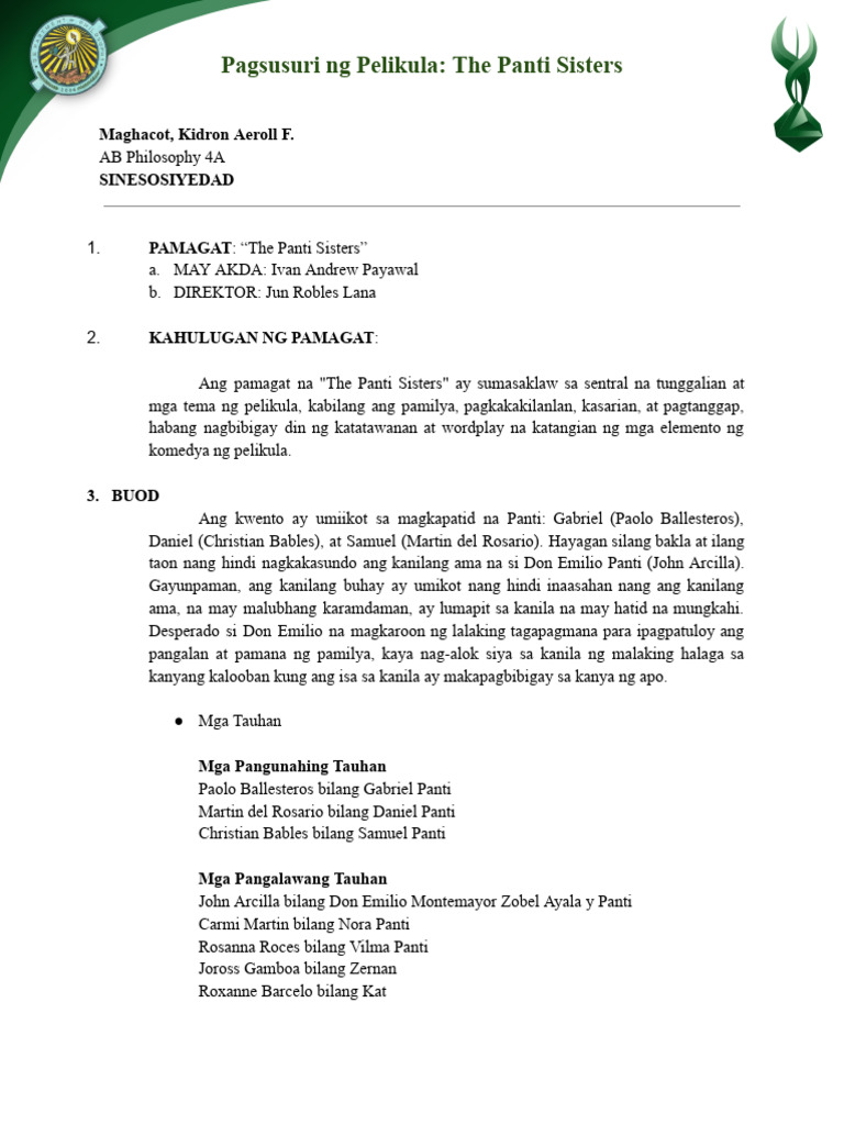 Maghacot - Pagsusuri NG Pelikula - SINESOS | PDF