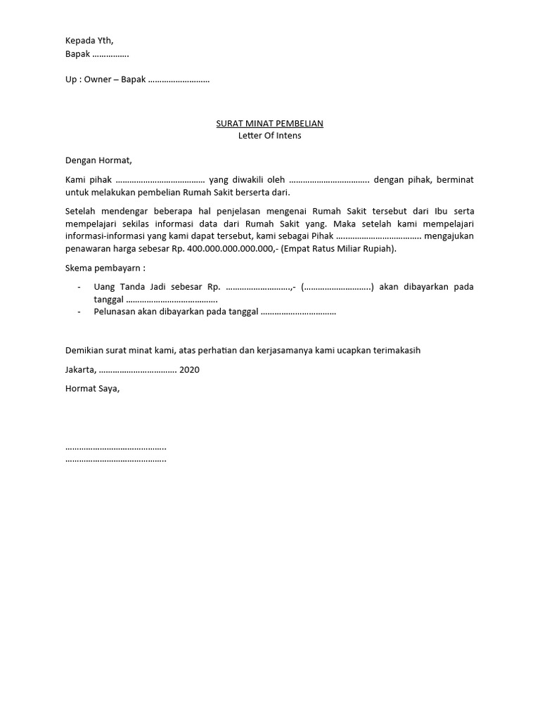 Surat Minat Pembelian (LOI) | PDF