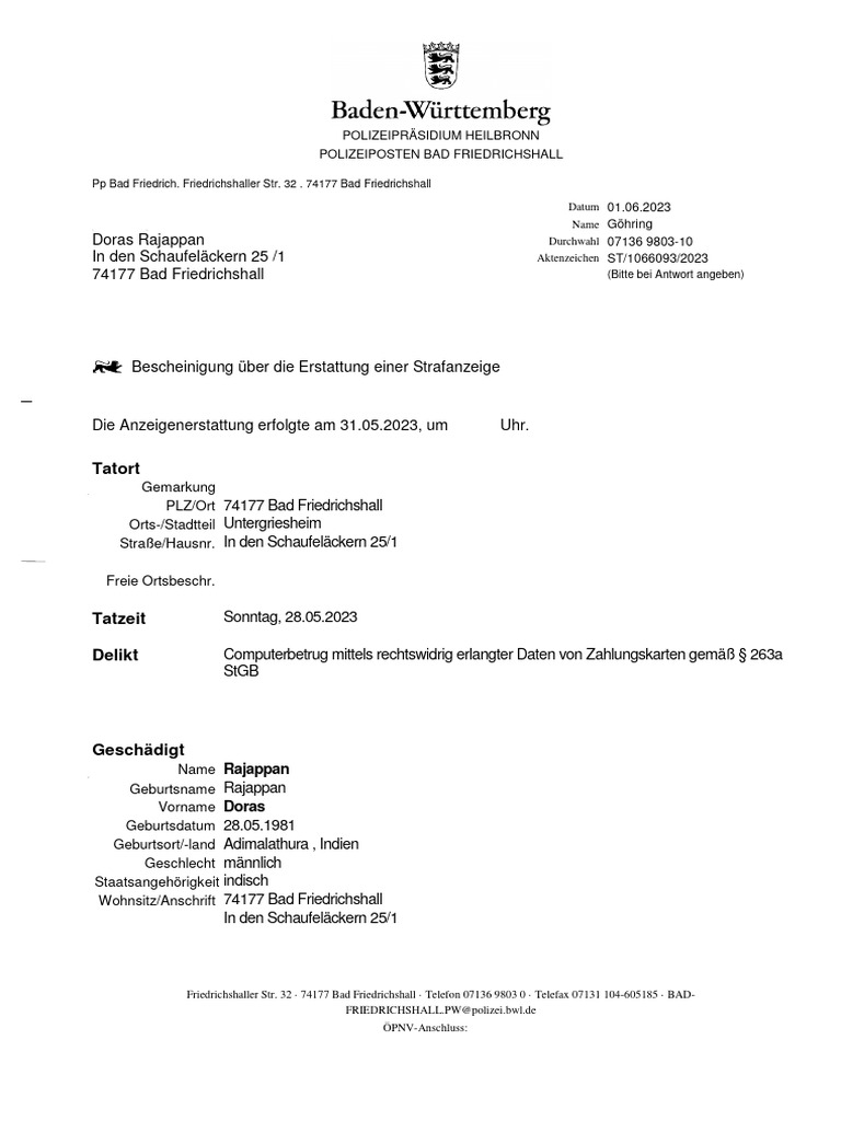 Anzeige Ankundigung Wirtsch
