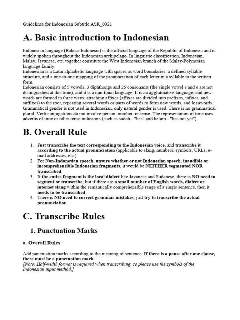 Guidelines For Indonesian Subtitle ASR | PDF | Language Arts & Discipline
