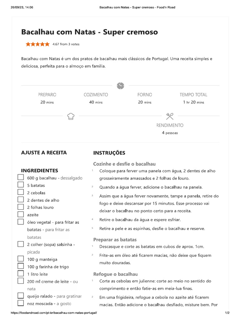 Bacalhau Com Natas | PDF