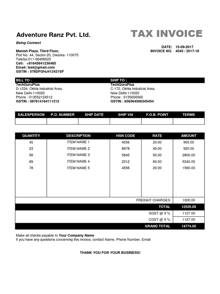 GST Invoice Format No 17 PDF