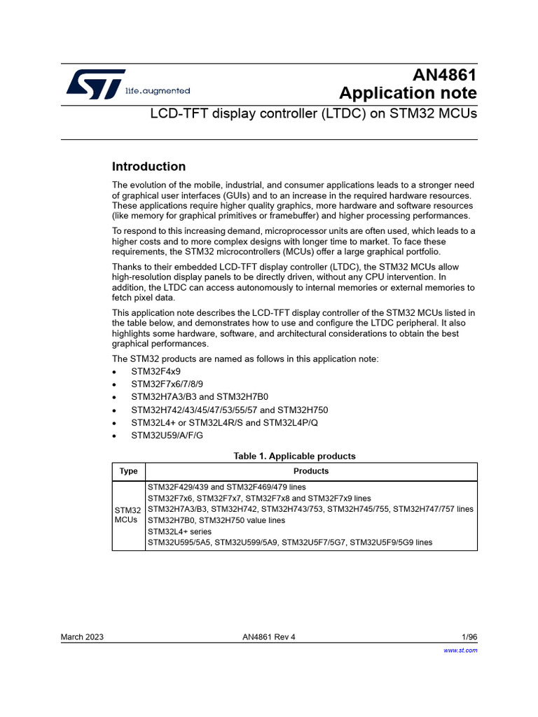 An4861 LCDTFT Display Controller LTDC On Stm32 Mcus Stmicroelectronics | PDF | Games ...