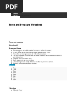 Forces and Pressure Worksheet Class8 CBSE | PDF