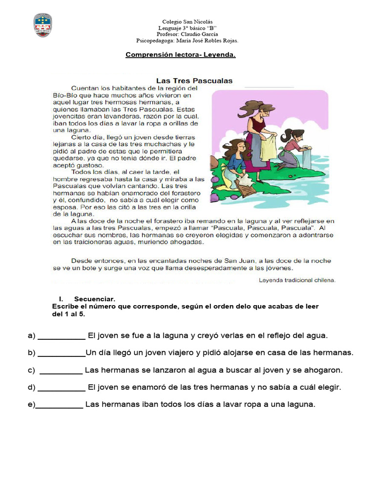 Comprensión Lectora LA LEYENDA 3b | PDF