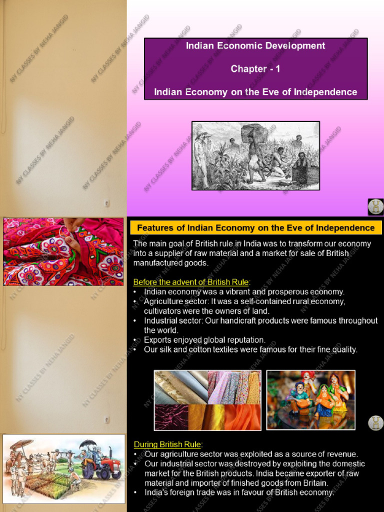 Chapter 1 Indian Economy On The Eve of Independence Notes 2023 24 | PDF