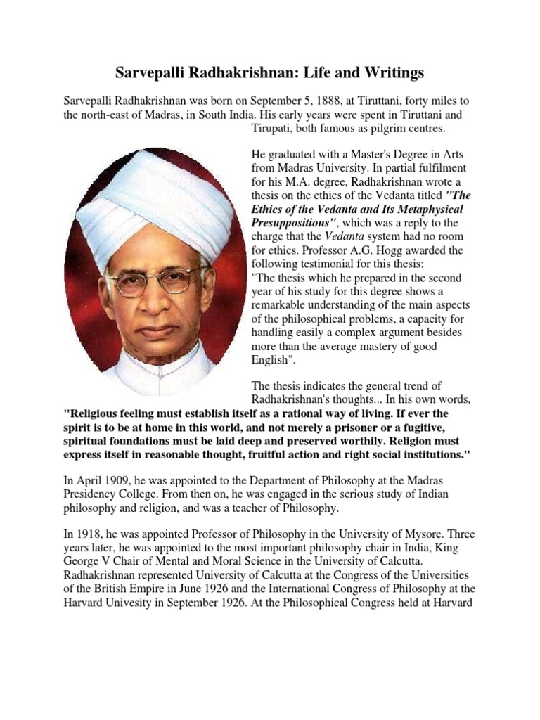 Sarvepalli Radhakrishnan | PDF | Religion And Belief | Science