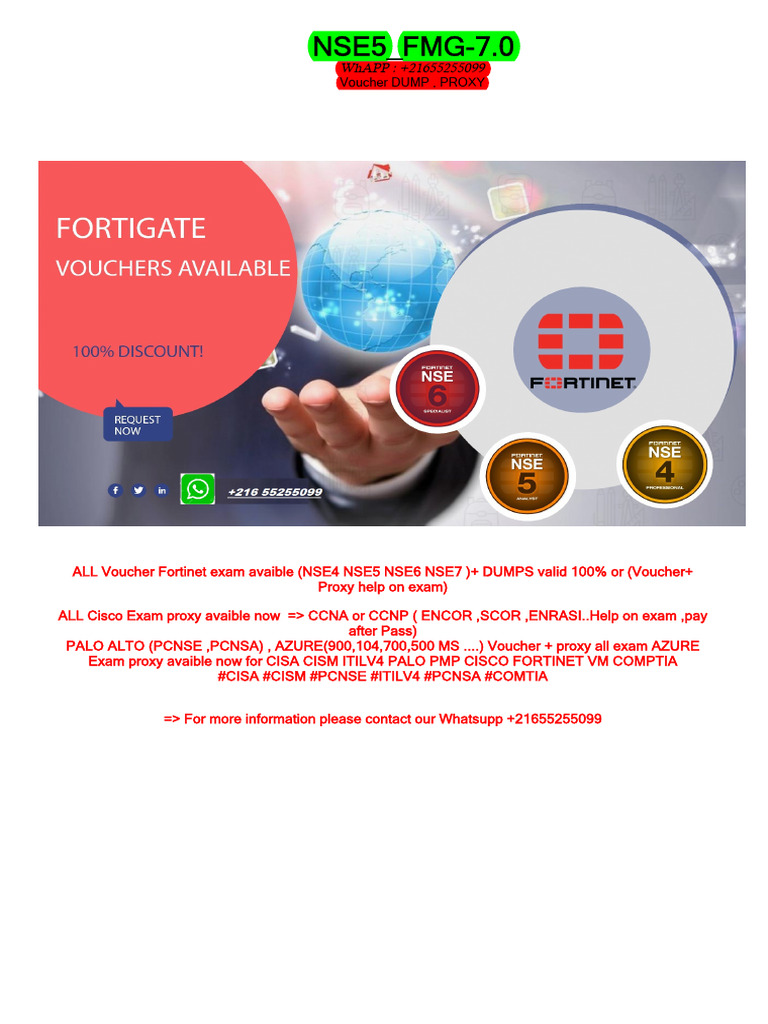 NSE5 - FMG-7.0 whatsAPP 0021655255099 | PDF | Ip Address | Virtual Private Network