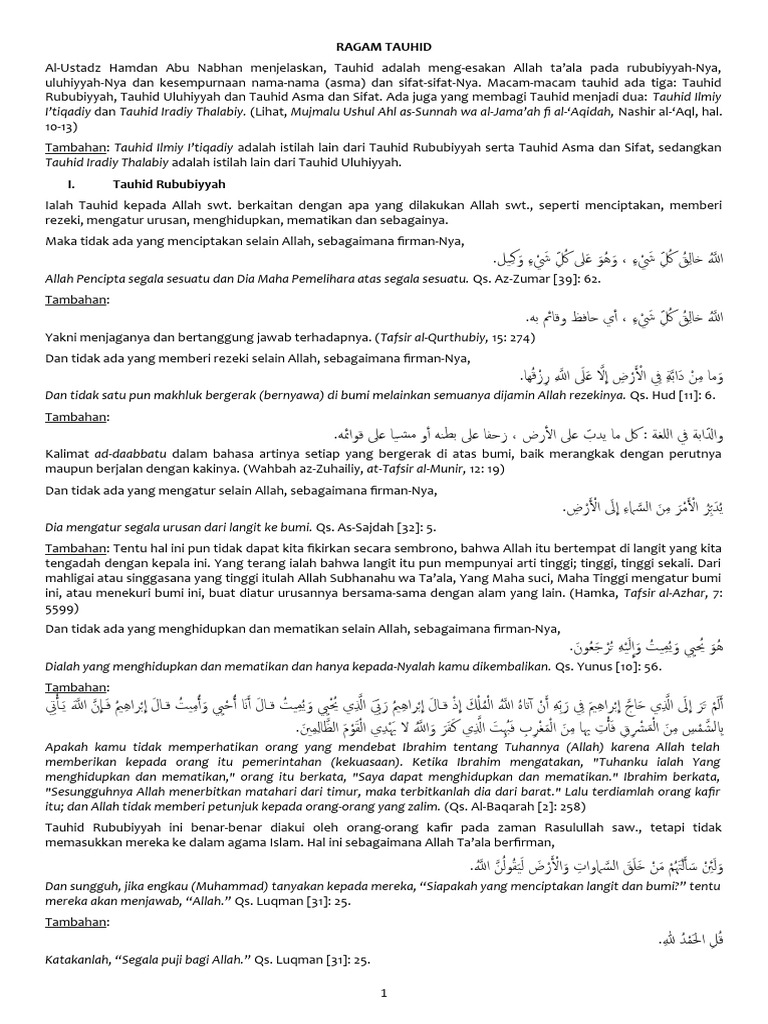 Ragam Tauhid | PDF | Agama & Spiritualitas